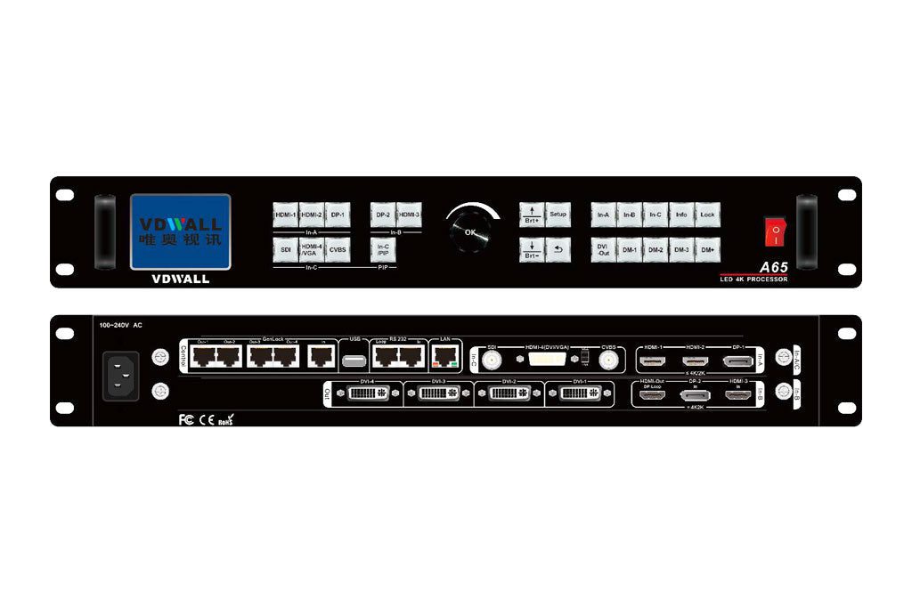 VDWALL A65 4K LED Video Processor With 4 DVI Output LED Video Wall ...